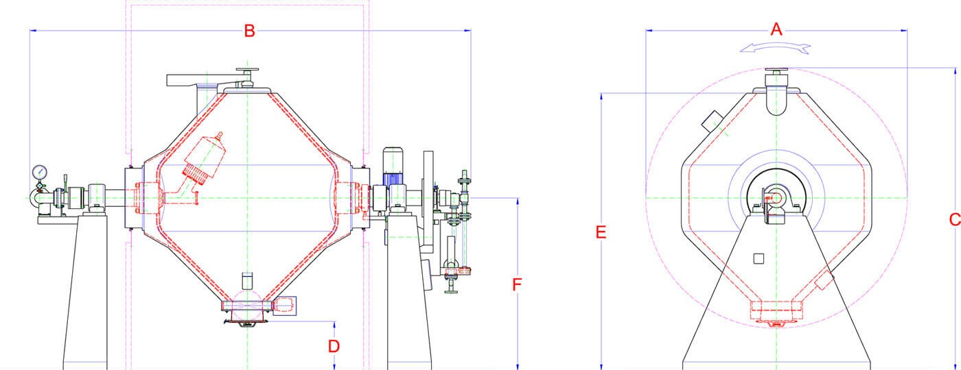 Rotocone Vacuum Dryer diagram - RAVI INTERNATIONAL